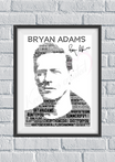 Bryan Adams - Typography Portrait in songs / Lyrics Memorabilia/collec ...