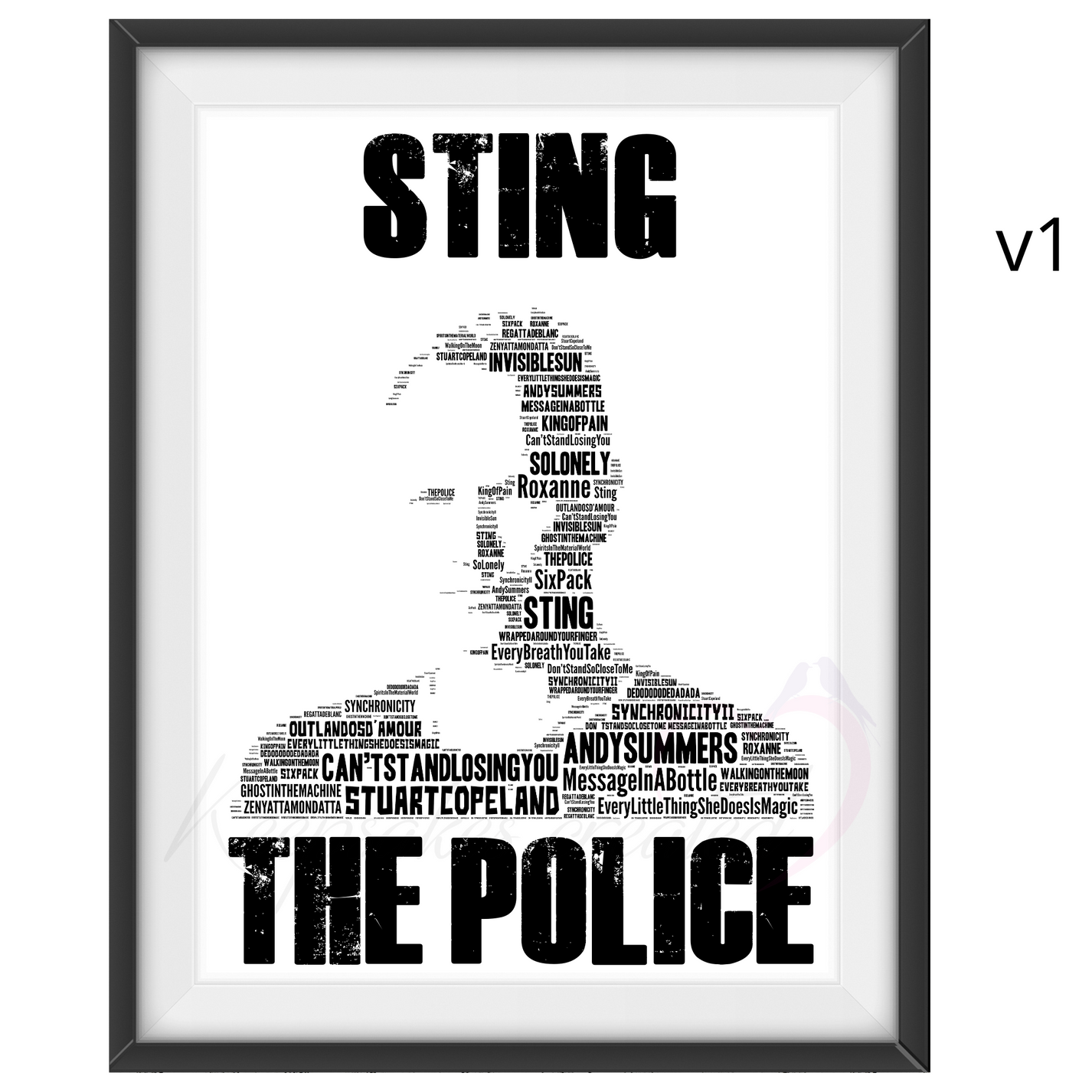 Sting / The Police - Word Art Typography Portrait in songs Memorabilia ...