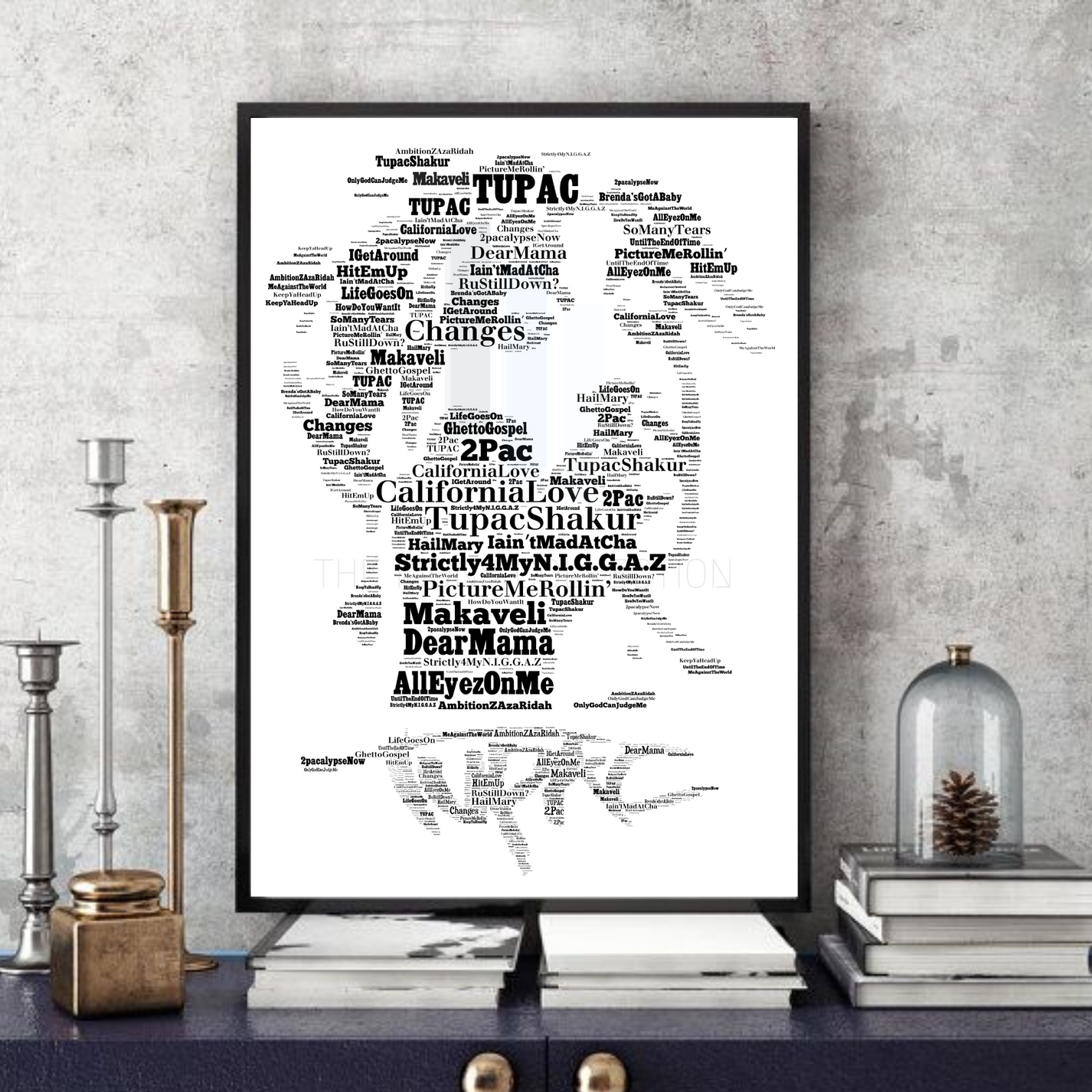 Tupac Shakur 2Pac - Word Art Typography Portrait in songs Memorabilia ...