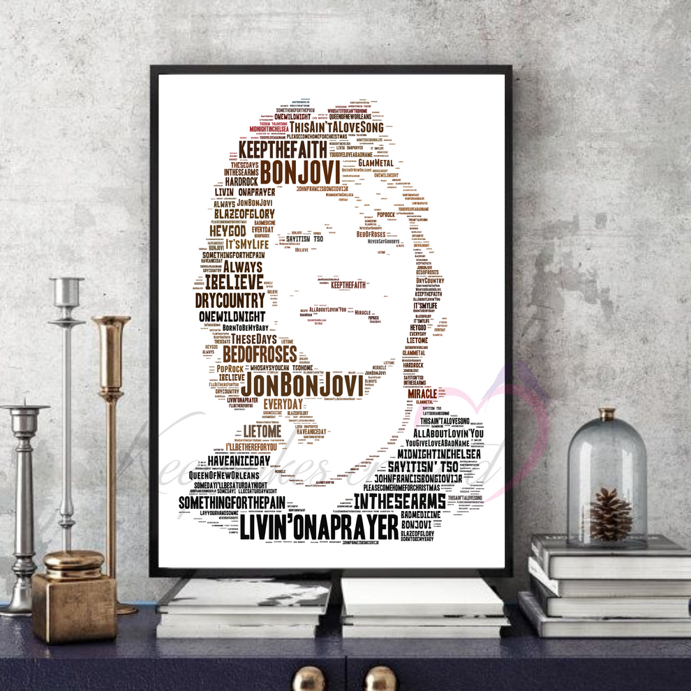 Jon Bon Jovi v1 - Typography Portrait in songs Memorabilia/collectable ...